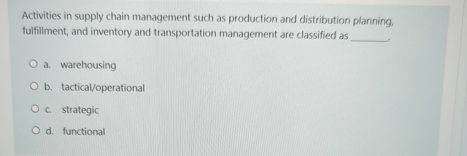 Solved Activities in supply chain management such as | Chegg.com