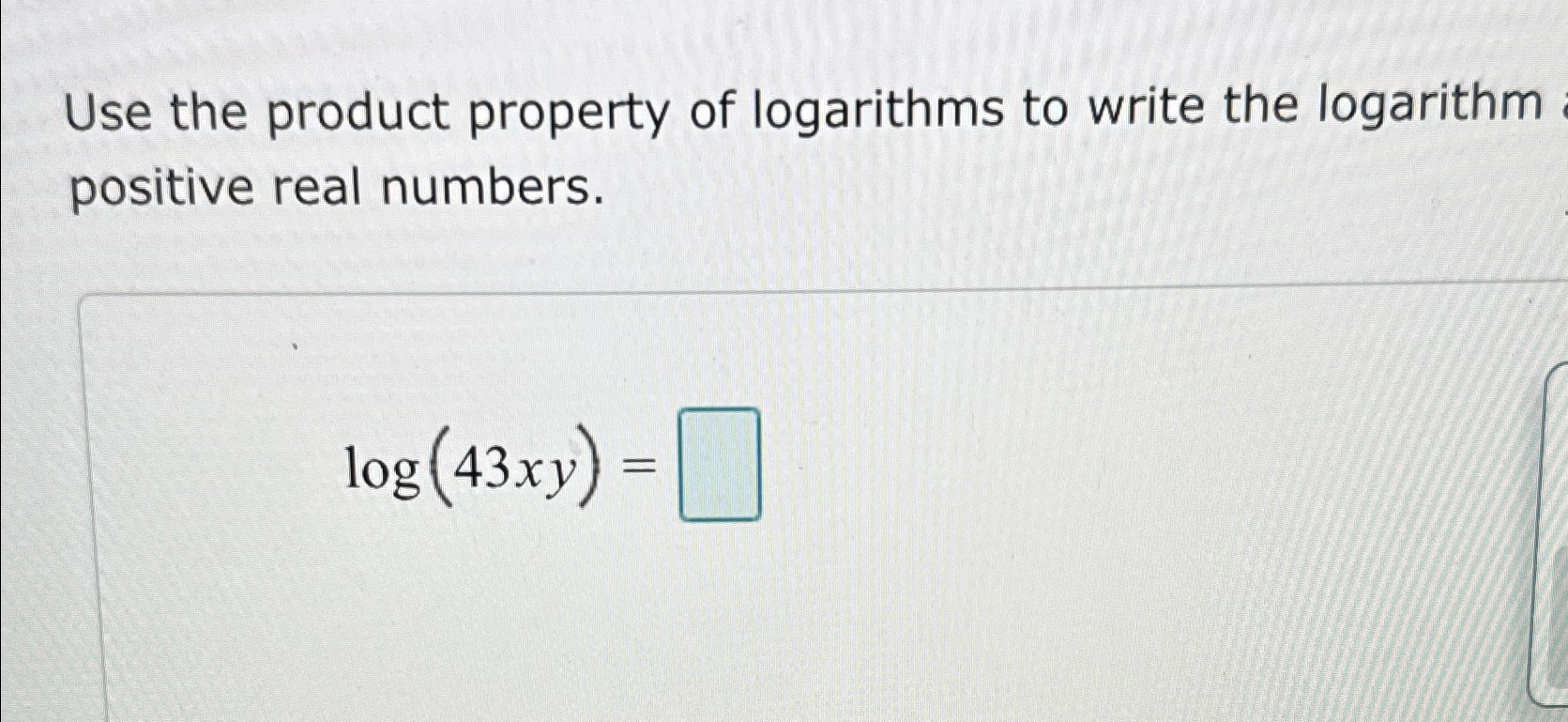 Solved Use the product property of logarithms to write the | Chegg.com
