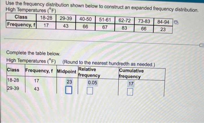 Solved Use the frequency distribution shown below to | Chegg.com