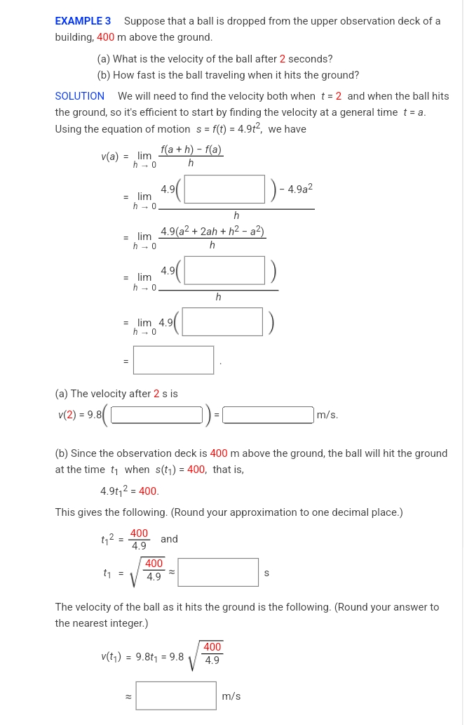 Solved EXAMPLE 3 Suppose that a ball is dropped from the | Chegg.com
