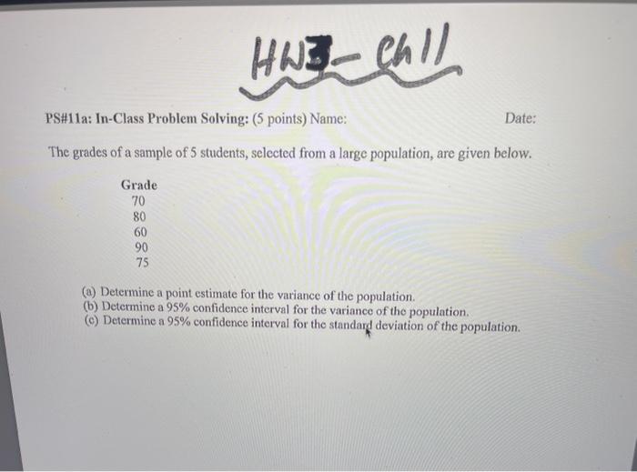 Solved PS\#11a: In-Class Problem Solving: (5 points) Name: | Chegg.com