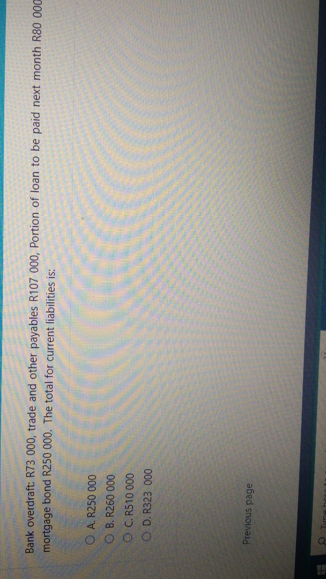 Solved Bank overdraft: R73 000, trade and other payables | Chegg.com