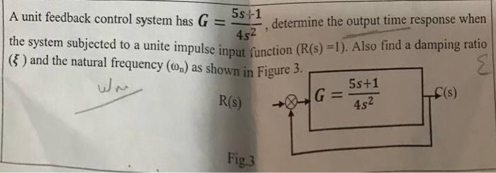 Solved A unit feedback control system has G=4s25s+1, | Chegg.com