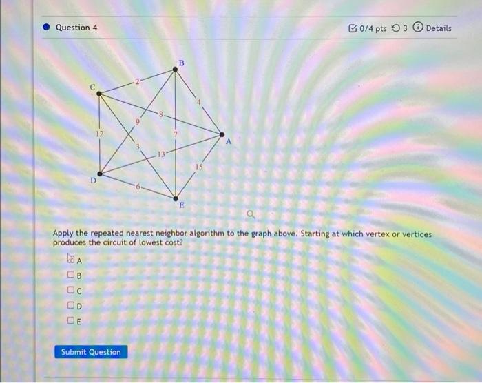 Solved Apply The Repeated Nearest Neighbor Algorithm To The 6840
