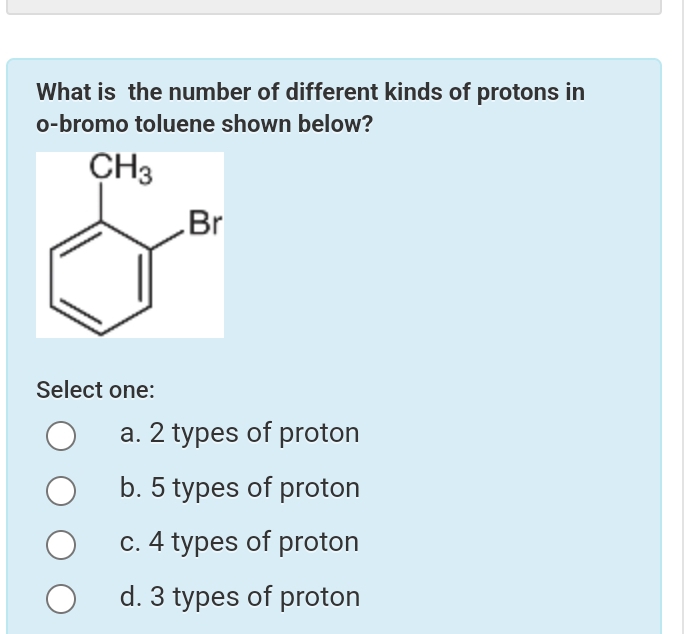 Solved What is the number of different kinds of protons in | Chegg.com