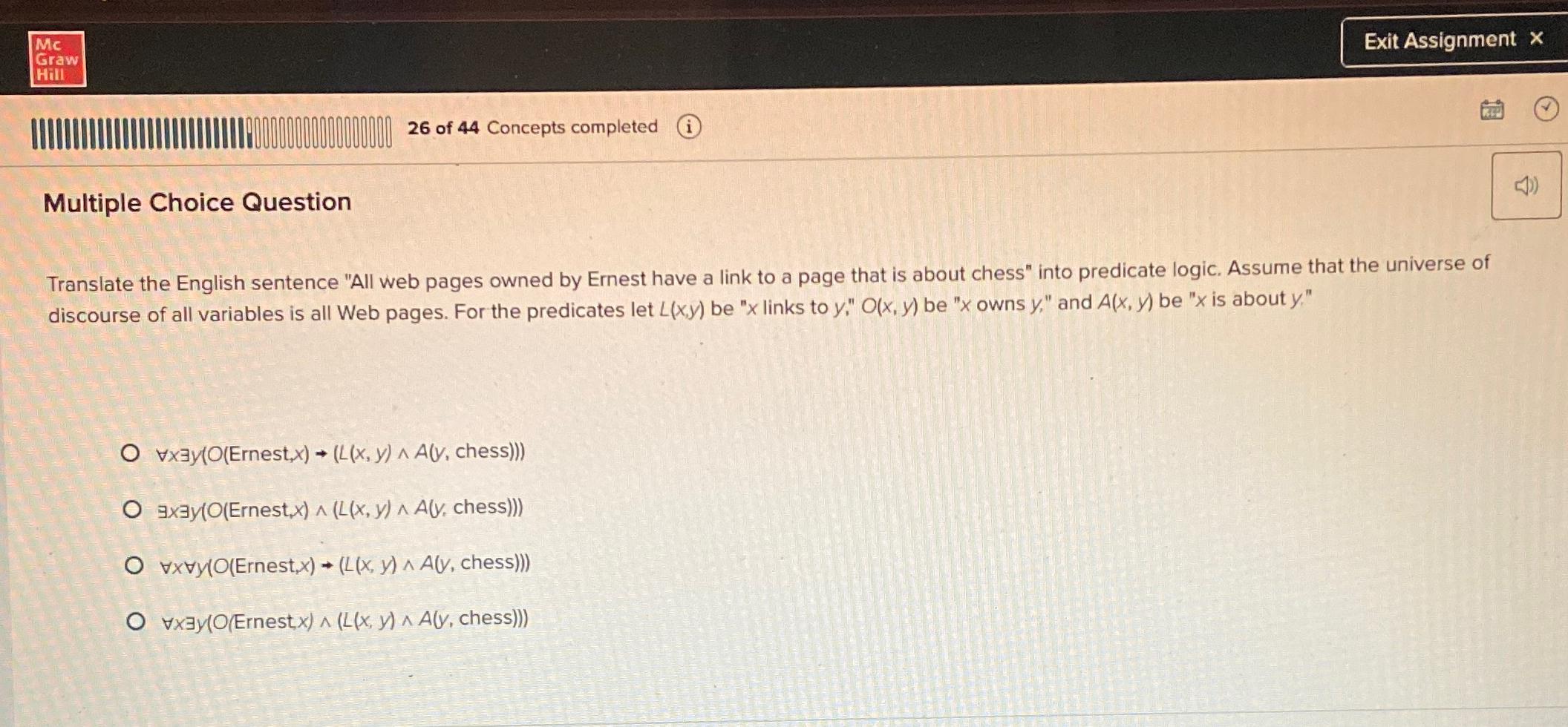 McExit AssignmentGraw26 ﻿of 44 ﻿Concepts | Chegg.com