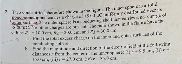 Solved 2. Two concentric spheres are shown in the figure. | Chegg.com