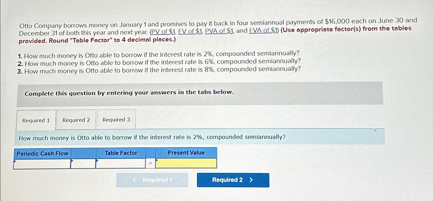Solved Otto Company borrows money on January 1 ﻿and promises | Chegg.com