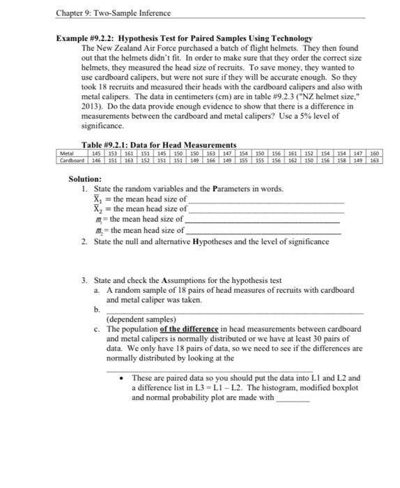 Solved Chapter 9: Two-Sample Inference Example #9.2.2: | Chegg.com