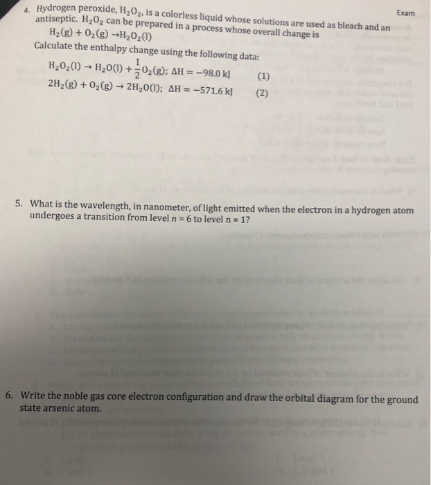 Solved Exam Hydrogen peroxide, H202, is a colorless liquid | Chegg.com