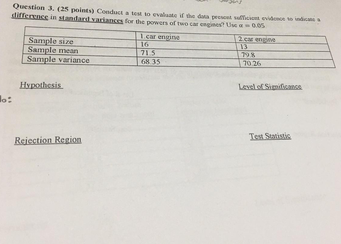Solved Question 3. ( 25 ﻿points) ﻿Conduct a test to evaluate | Chegg.com