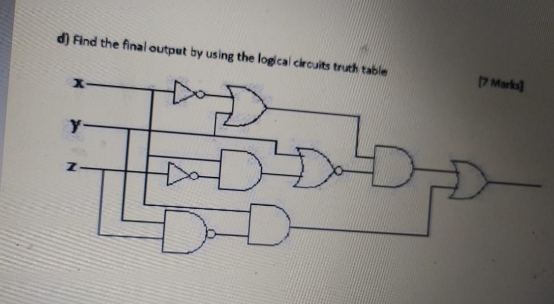 Solved d) Find the final output by using the logical | Chegg.com