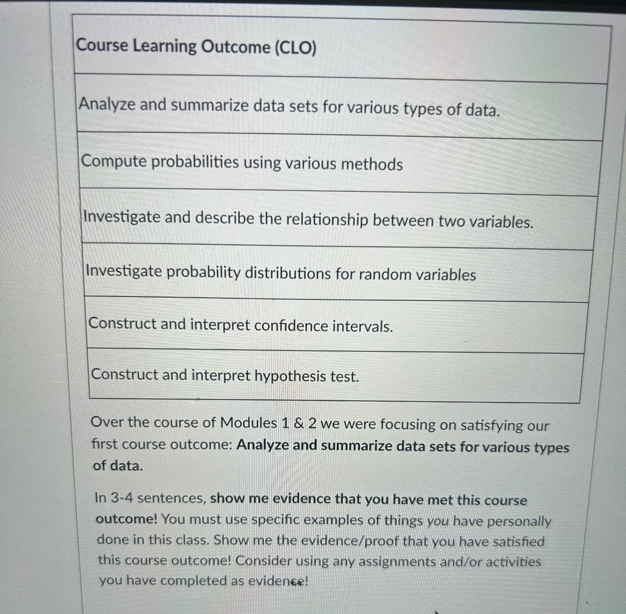 Solved Course Learning Outcome (CLO)-analyze and summarize | Chegg.com