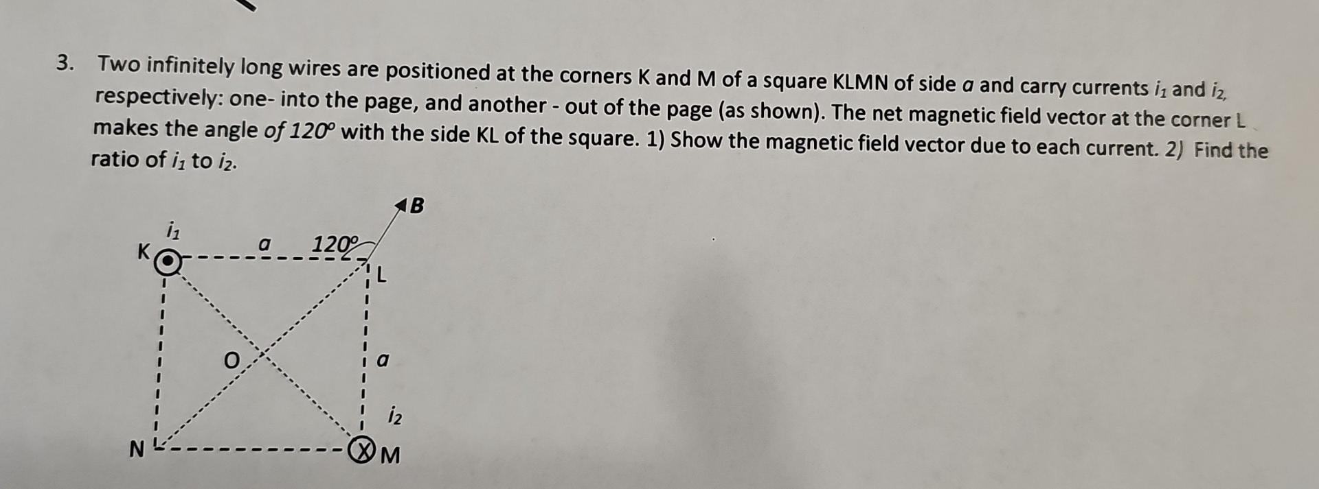 Solved Two infinitely long wires are positioned at the | Chegg.com