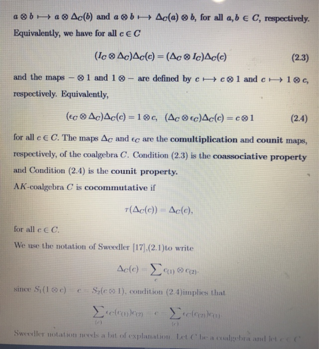 Solved this is definitions of algebra ,coalgebra and Hopf | Chegg.com