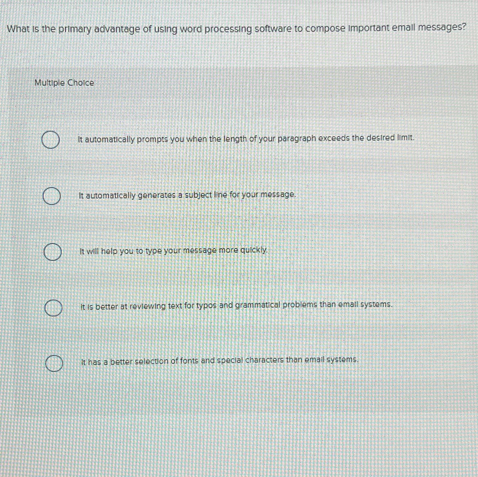 Solved What is the primary advantage of using word | Chegg.com