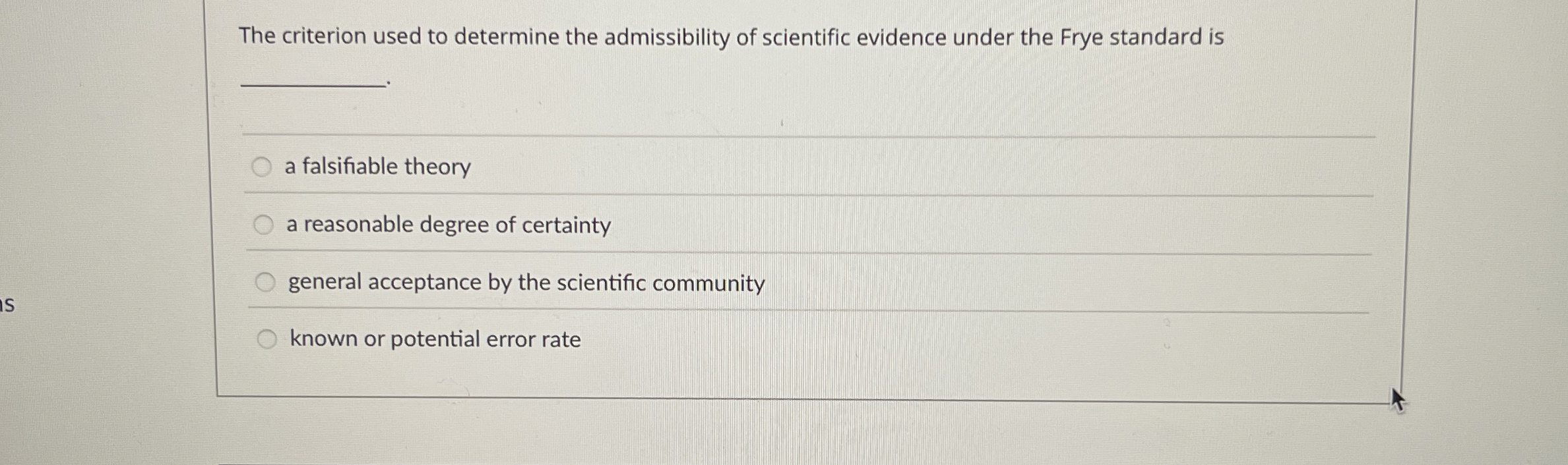 Solved The criterion used to determine the admissibility of | Chegg.com