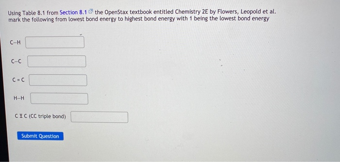 Solved Using Table 8.1 from Section 8.1 the OpenStax | Chegg.com