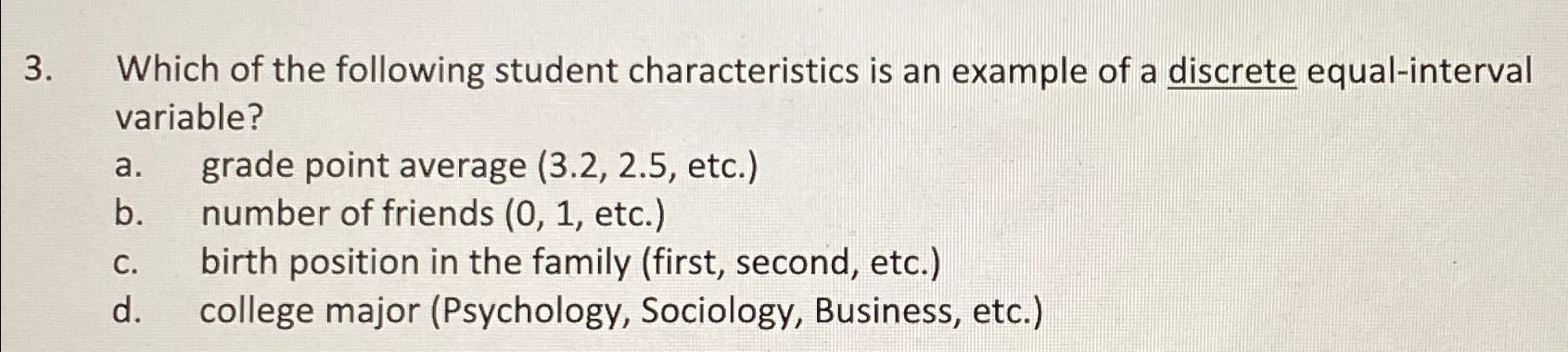Solved Which of the following student characteristics is an | Chegg.com