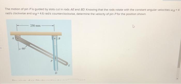 Solved The motion of pin Pis guided by slots cut in rods AE | Chegg.com