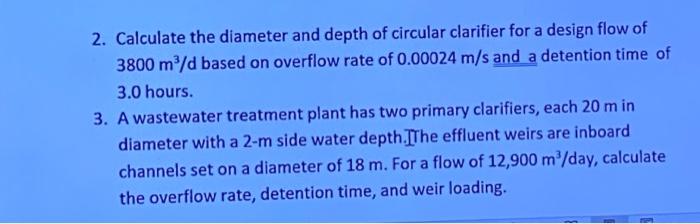 Solved 2. Calculate the diameter and depth of circular | Chegg.com