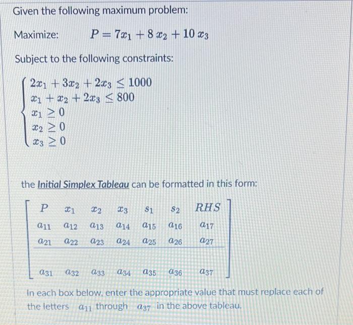 Solved Given the following maximum problem: Maximize: | Chegg.com