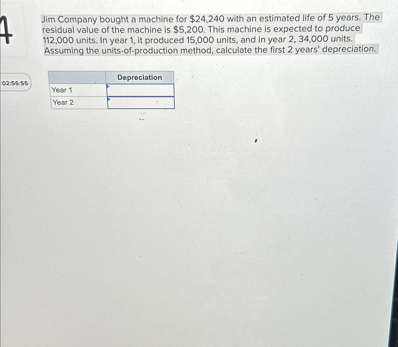 Solved Jim Company bought a machine for $24,240 ﻿with an | Chegg.com