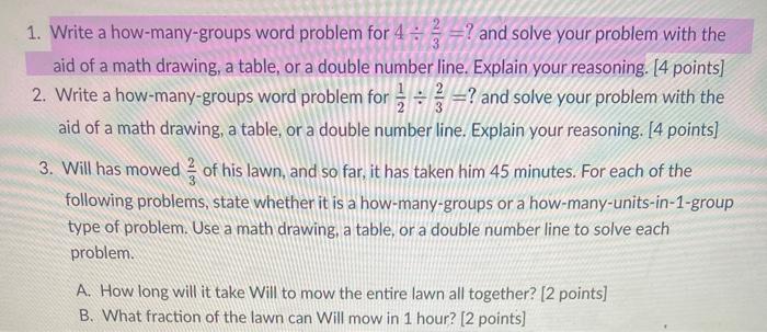 Solved 1. Write a how-many-groups word problem for 4: =? and | Chegg.com