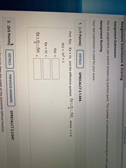 Solved webassign.net Assignment Submission & Scoring | Chegg.com