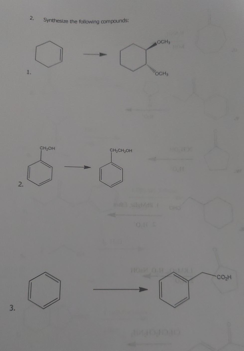 Solved 2. Synthesize the following compounds: OCH, 1. осна | Chegg.com