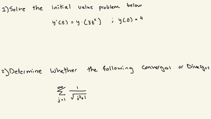 Solved 1) Solve the initial value problem below | Chegg.com