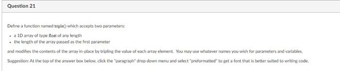 Solved Define a function named triple() which accepts two | Chegg.com