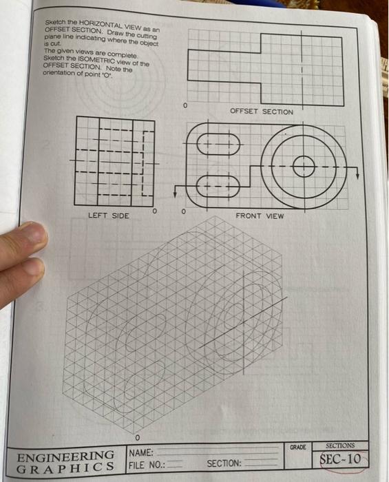 Solved Sketch the HORIZONTAL VIEW as an OFFSET SECTION, Draw | Chegg.com