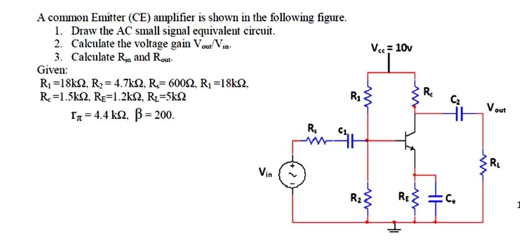 Solved A common Emitter (CE) amplifier is shown in the | Chegg.com