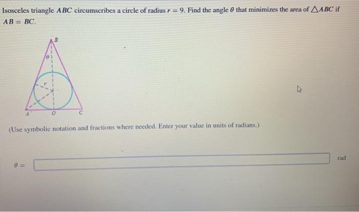 Solved Isosceles triangle ABC circumscribes a circle of | Chegg.com