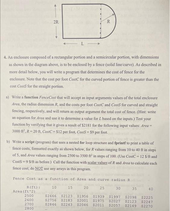 Solved 4. An enclosure composed of a rectangular portion and | Chegg.com