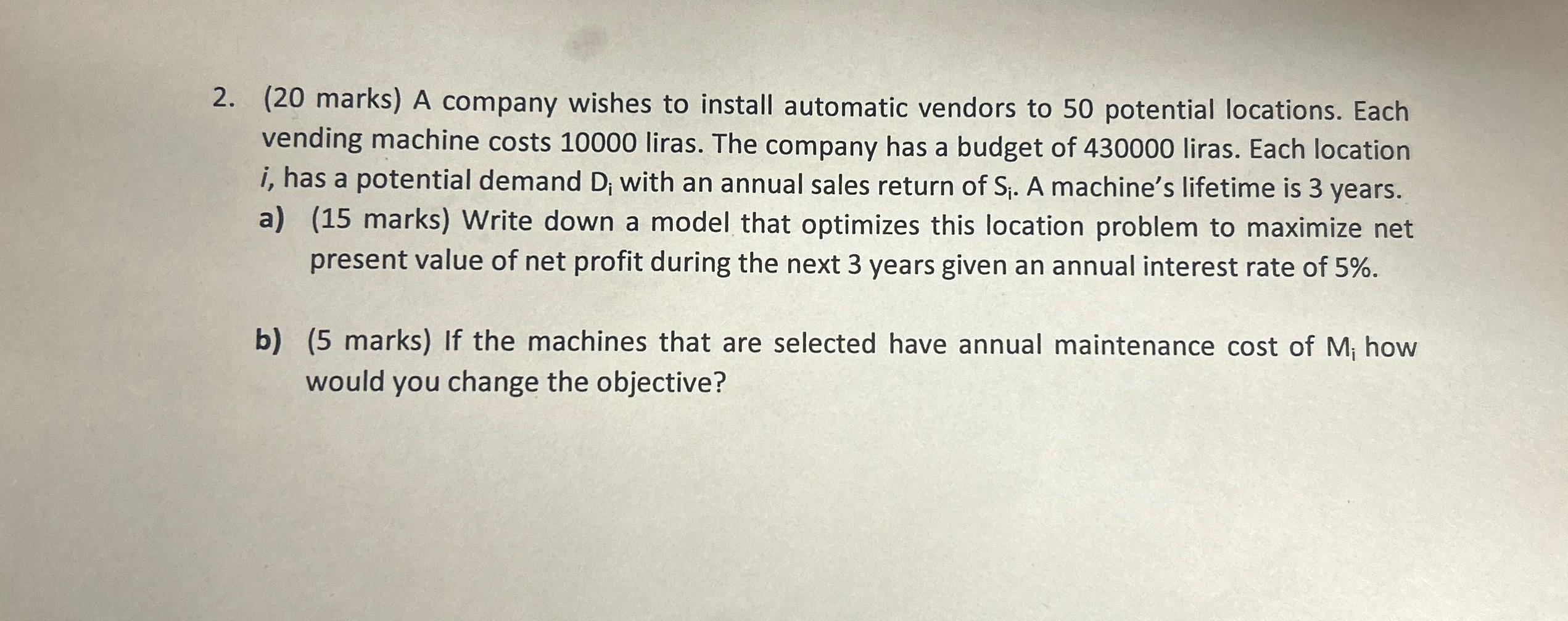 Solved (20 ﻿marks) ﻿A company wishes to install automatic | Chegg.com