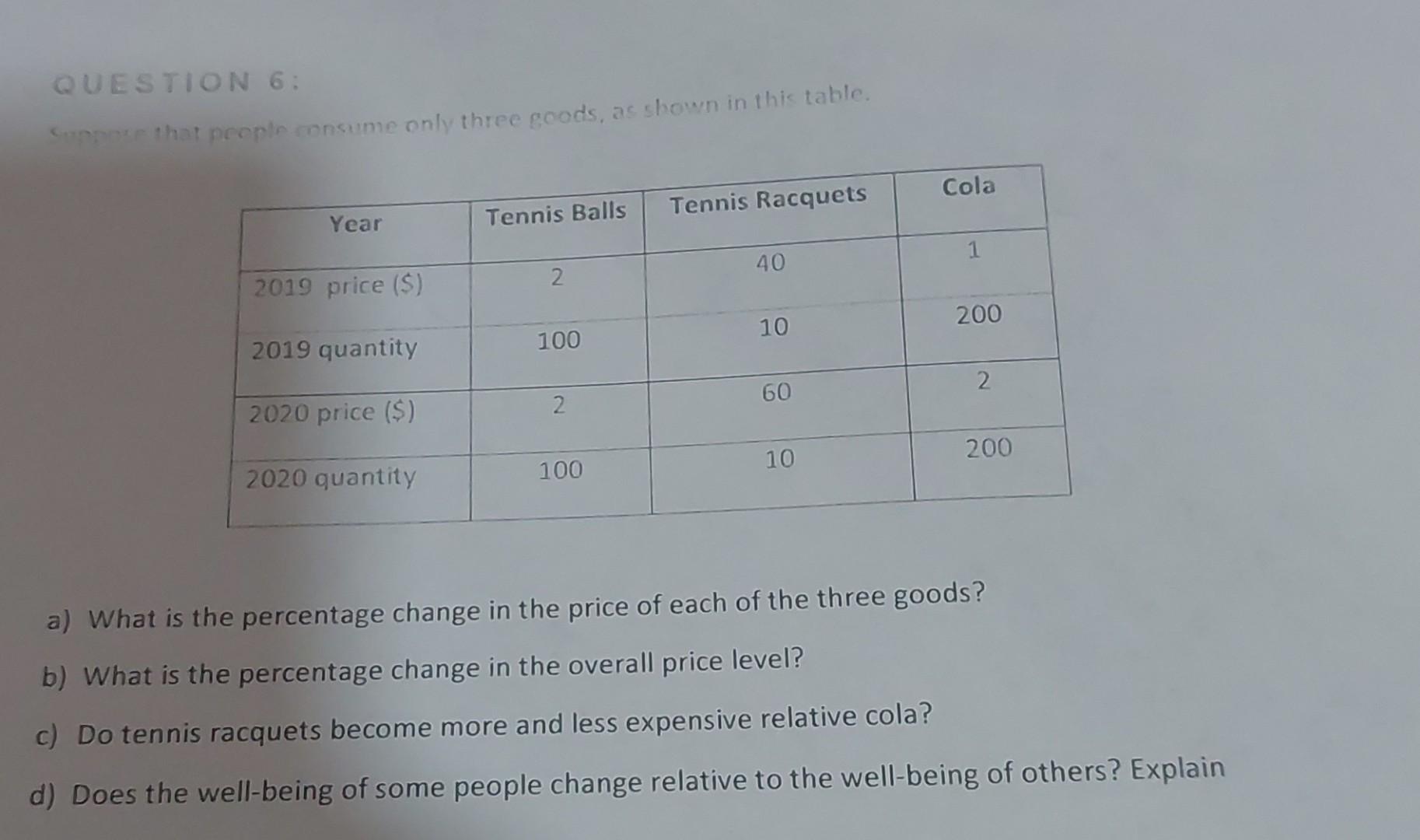 Solved a) What is the percentage change in the price of each | Chegg.com