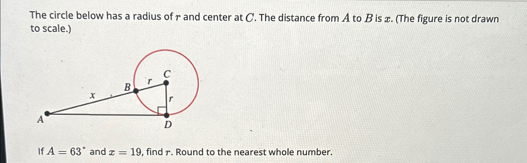 Solved The circle below has a radius of r ﻿and center at C. | Chegg.com