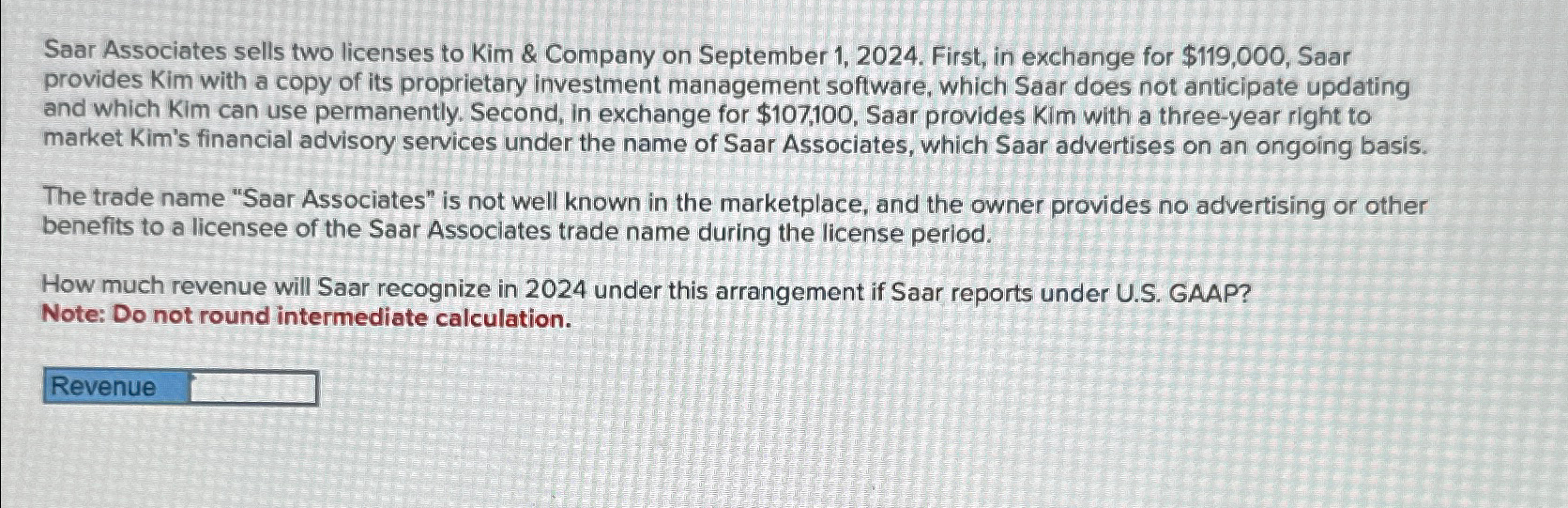 Solved Saar Associates sells two licenses to Kim & Company | Chegg.com