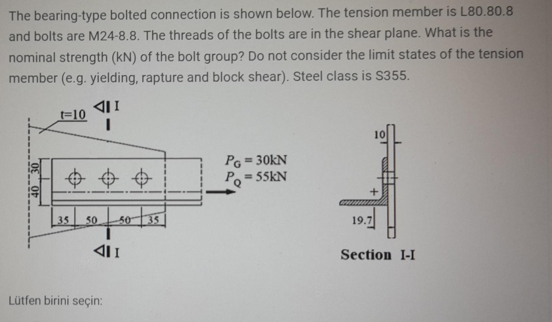 Solved The bearing-type bolted connection is shown below. | Chegg.com