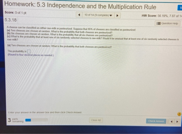 Solved Homework: 5.3 Independence and the Multiplication | Chegg.com