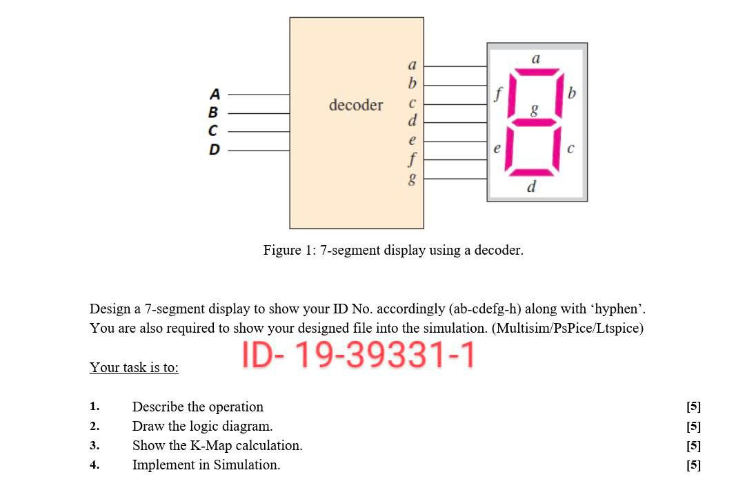 Solved Figure 1: 7-segment display using a decoder. Design a | Chegg.com