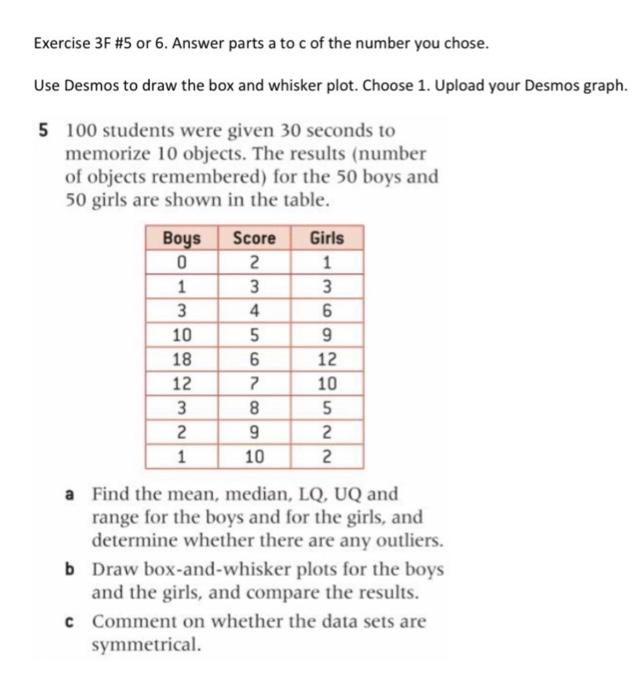 Solved Exercise 3F #5 or 6. Answer parts a to c of the | Chegg.com