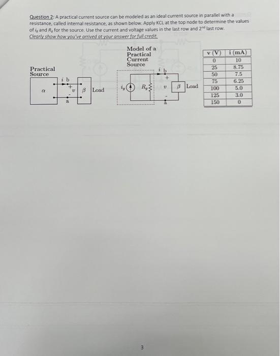 Question 2: A practical current source can be modeled | Chegg.com