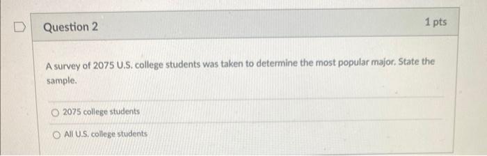 Solved A survey of 2075 U.S. college students was taken to | Chegg.com