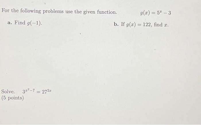 Solved For the following problems use the given function. a. | Chegg.com