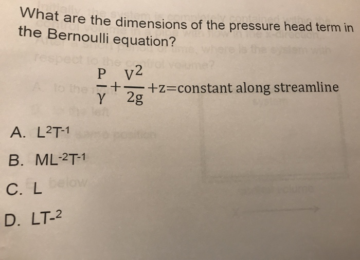 Solved What are the dimensions of the pressure head term in | Chegg.com