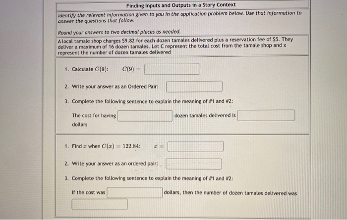 Solved Finding Inputs and Outputs in a Story Context | Chegg.com
