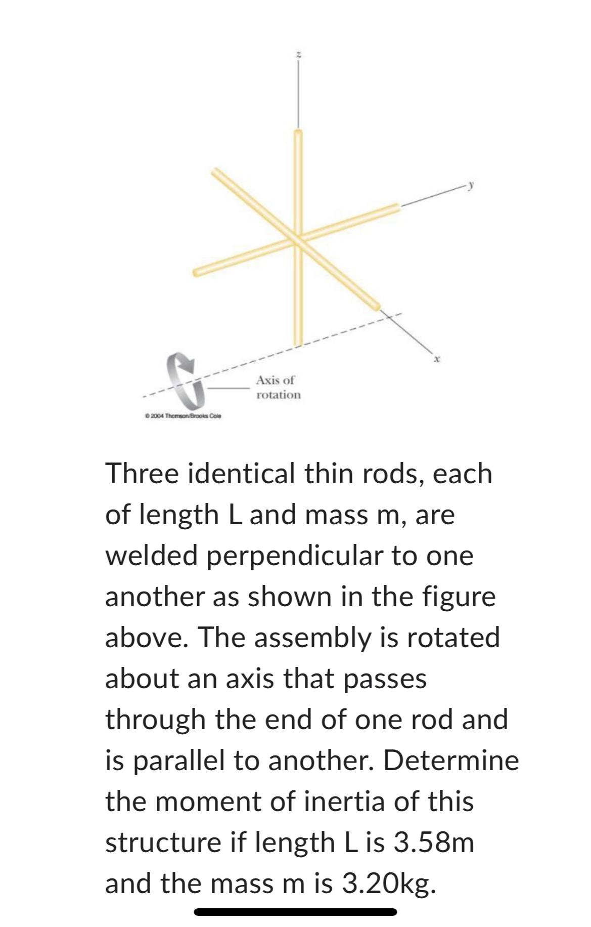 Solved Three identical thin rods, each of length L and mass | Chegg.com